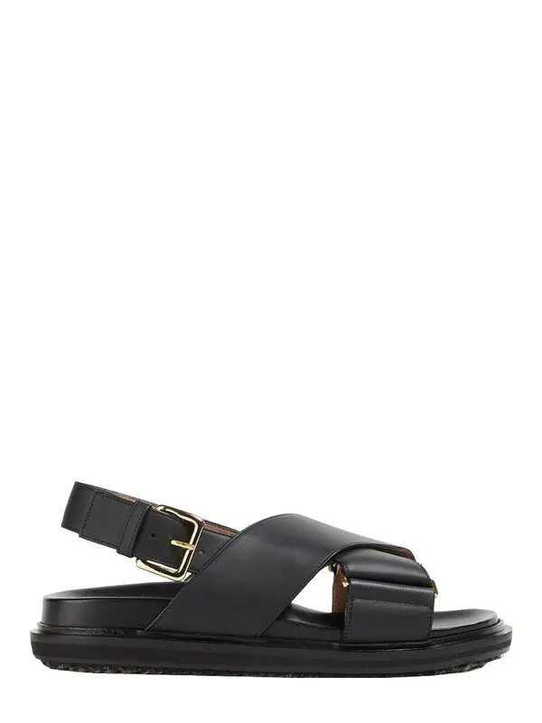 Marni Fussbett Leather Slingback Sandals - Black
