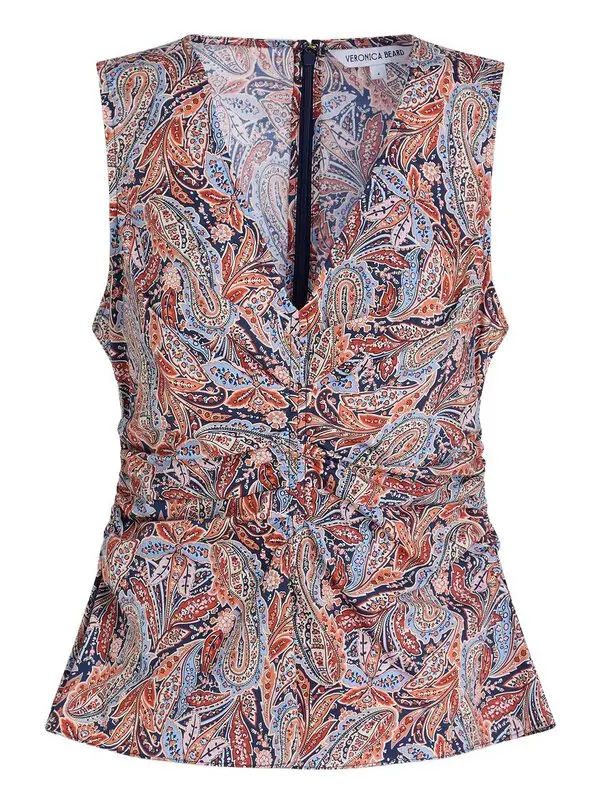 Veronica Beard Aiden Ruched Paisley-print Top - Multicolor