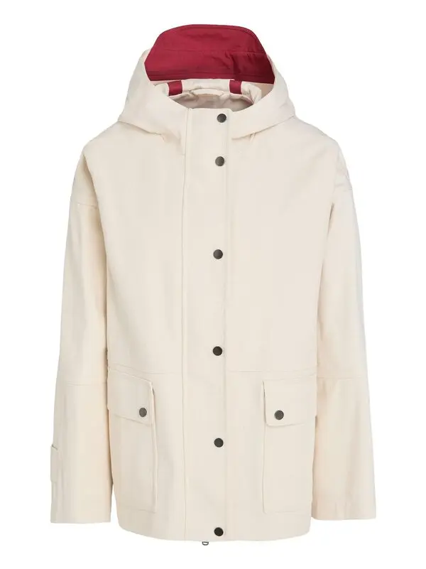 Brunello Cucinelli Cotton-canvas Hooded Jacket With Bead Embellishments - Ivory