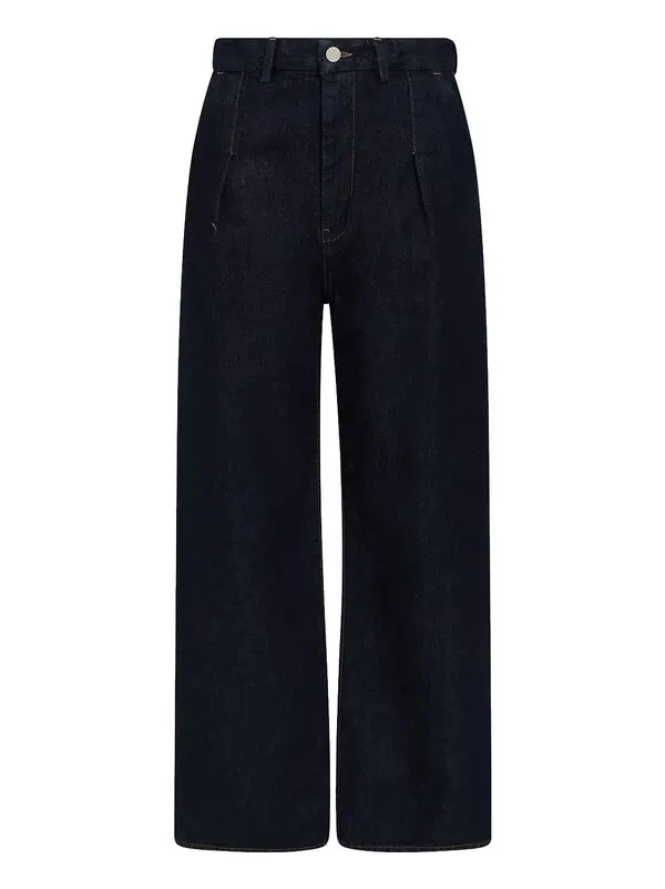 Loulou De Saison Attu Pleated High-rise Wide-leg Jeans - Dark Denim