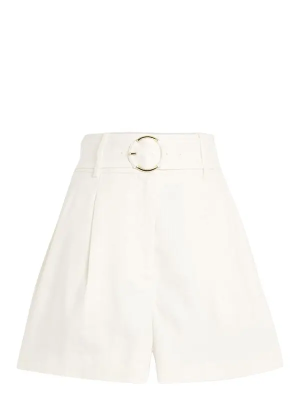 Veronica Beard Piper Belted Linen-blend Twill Shorts - Off-white