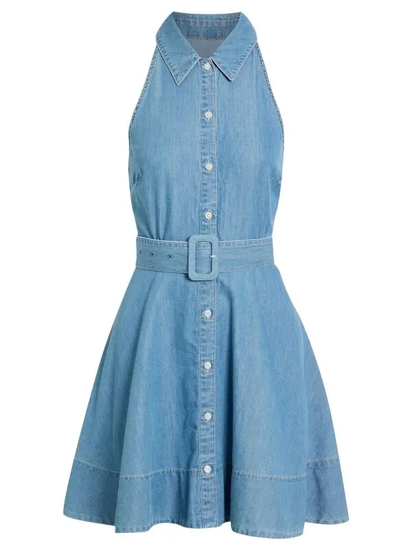 Veronica Beard Beau Belted Mini Shirt Dress - Blue