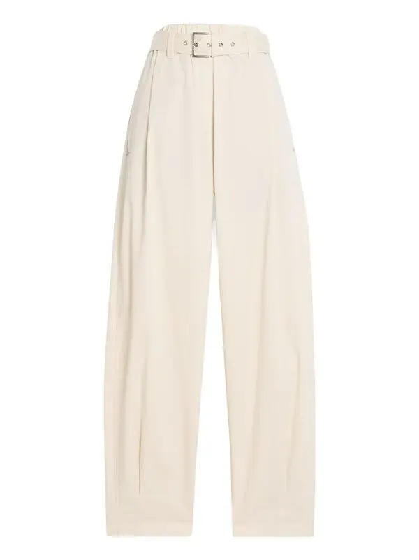 Brunello Cucinelli Belted Stretch-cotton Twill Tapered Pants - Ivory