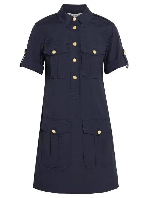 Veronica Beard Lucca Cotton-blend Poplin Mini Shirt Dress - Navy