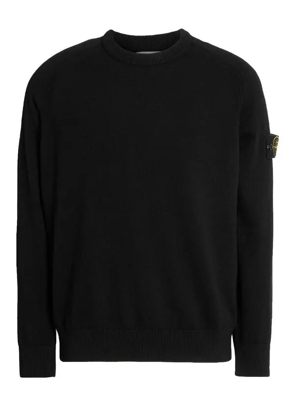 Stone Island Appliquéd Wool Sweater - Black