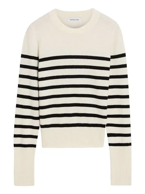 Veronica Beard Caleb Striped Cashmere Sweater - Ivory