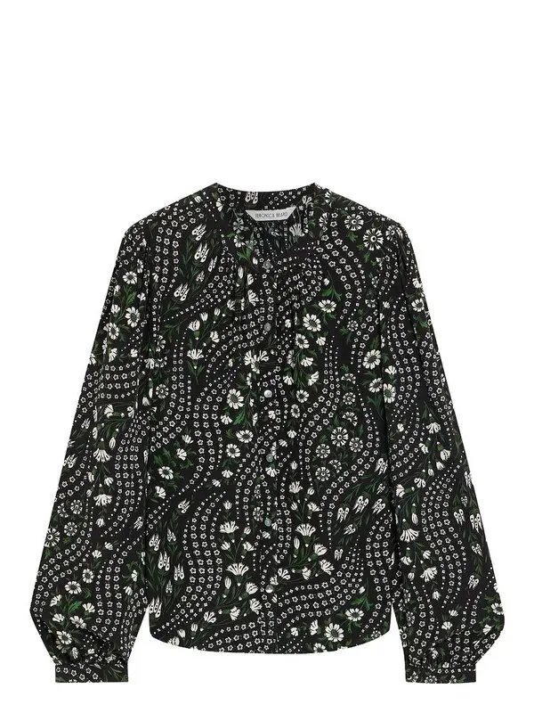 Veronica Beard Ashlynn Floral-print Silk-blend Blouse - Black