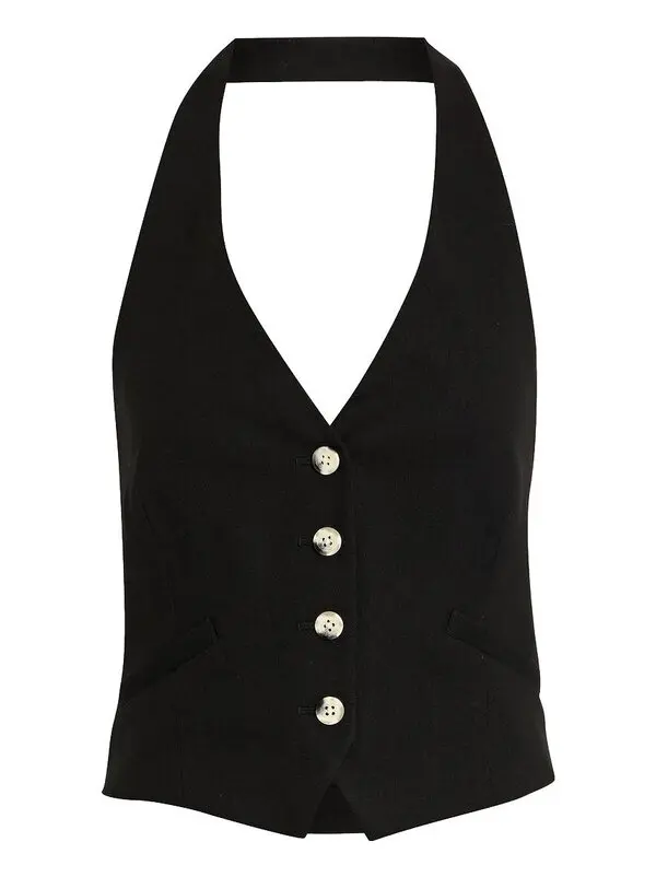 Veronica Beard Arabella Halterneck Vest - Black