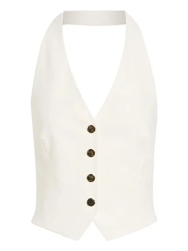 Veronica Beard Arabella Halterneck Vest - Off-white