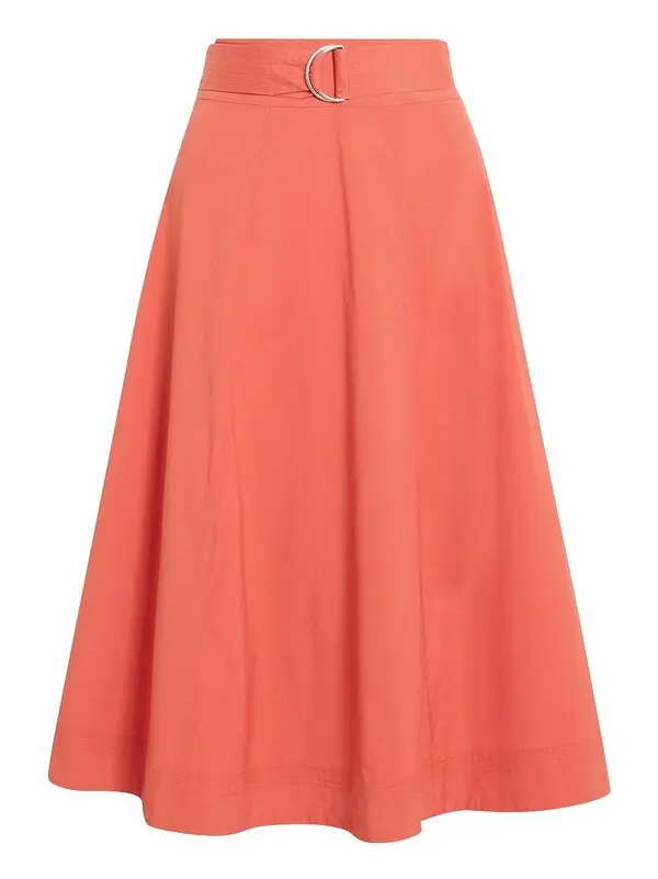 Veronica Beard Facia Belted Cotton-blend Poplin Midi Skirt - Orange