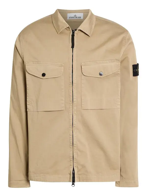 Stone Island Appliquéd Cottonblend Twill Overshirt - Sand