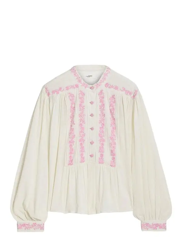 MARANT ETOILE Giovana Embroidered Cotton-gauze Blouse - Ecru