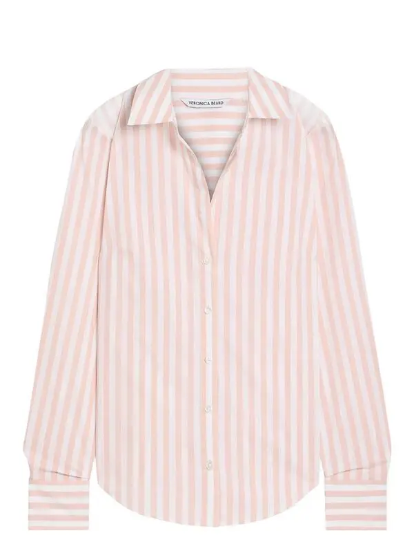 Veronica Beard Amelia Striped Cotton-blend Poplin Shirt - Pastel Pink