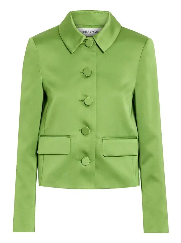 Veronica Beard Imogen Satin Jacket - Leaf Green