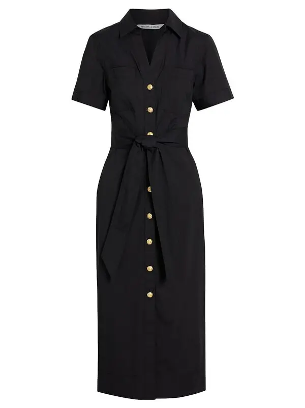 Veronica Beard Tabby Stretch-cotton Poplin Midi Shirt Dress - Black