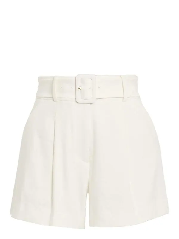 Veronica Beard Piper Belted Linen-blend Twill Shorts - Off-white