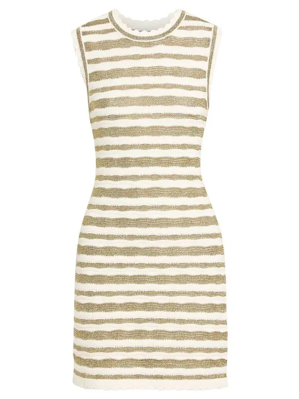Veronica Beard Templeton Metallic Striped Jacquard-knit Mini Dress - Gold