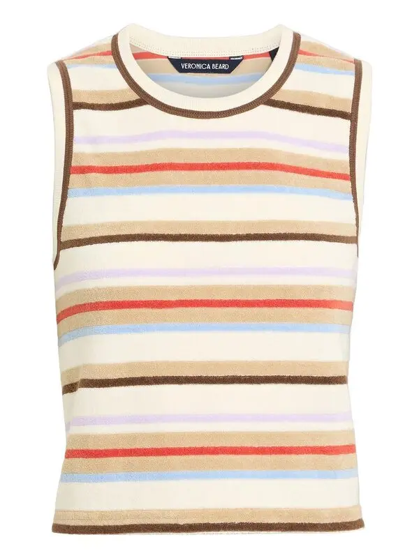 Veronica Beard Cullen Striped Tank - Ecru
