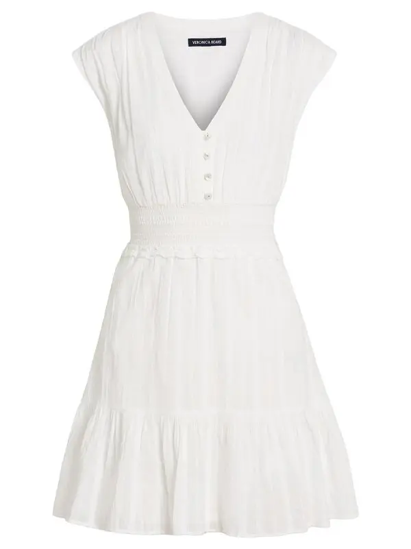 Veronica Beard Kareena Cotton-jacquard Mini Dress - White