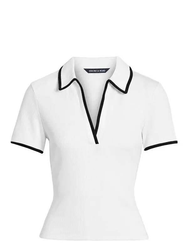 Veronica Beard Kearney Pima Cotton-blend Jersey Polo Shirt - White
