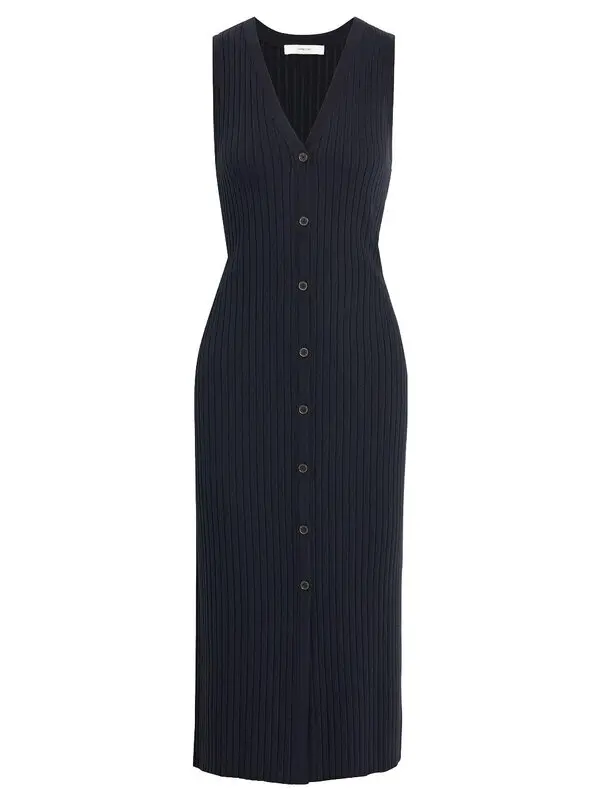 Vince Ribbed-knit Midi Dress - Midnight Blue