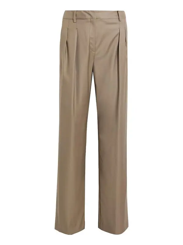 Loulou De Saison Sbiru Pleated Wool Wide-leg Trousers - Taupe