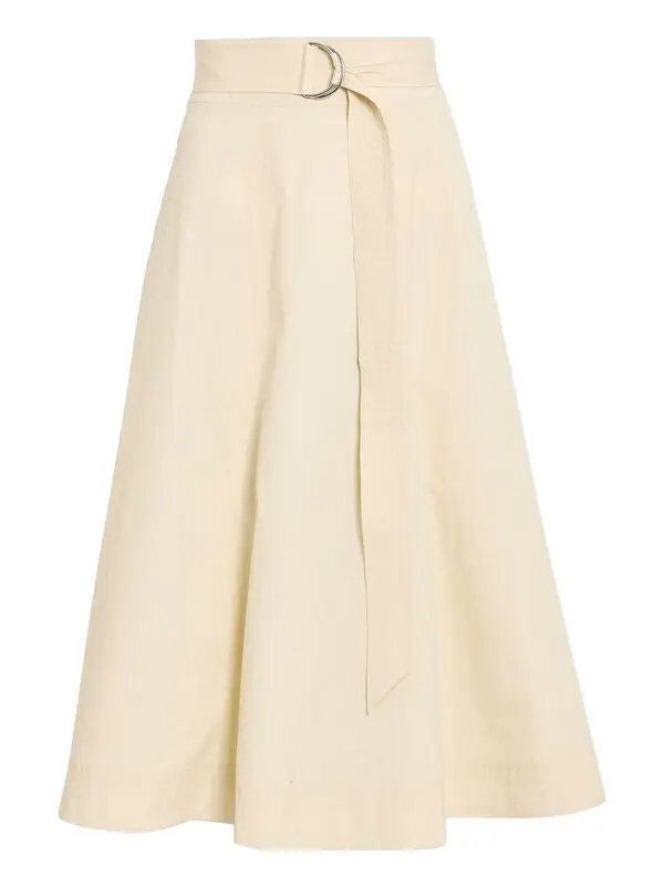 Veronica Beard Facia Belted Cotton-blend Poplin Midi Skirt - Cream