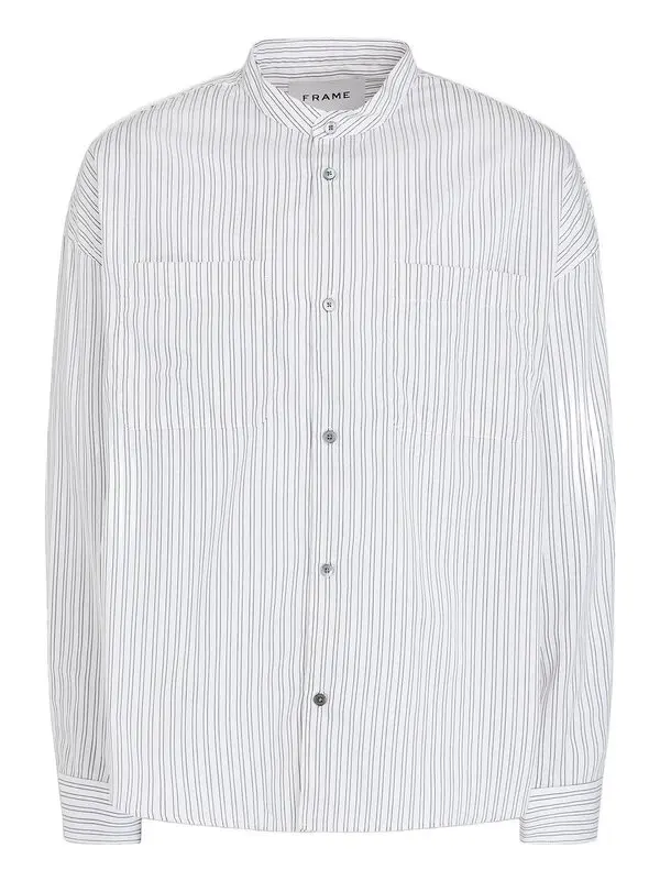 FRAME Striped Cottonpoplin Shirt - Light Gray