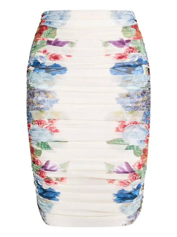 Alice + Olivia Kennah Floral-print Skirt - Ivory