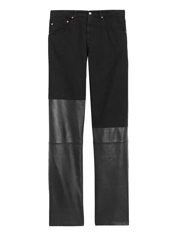 MAISON MARGIELA Tapered Leather-paneled Cotton-canvas Trousers - Black