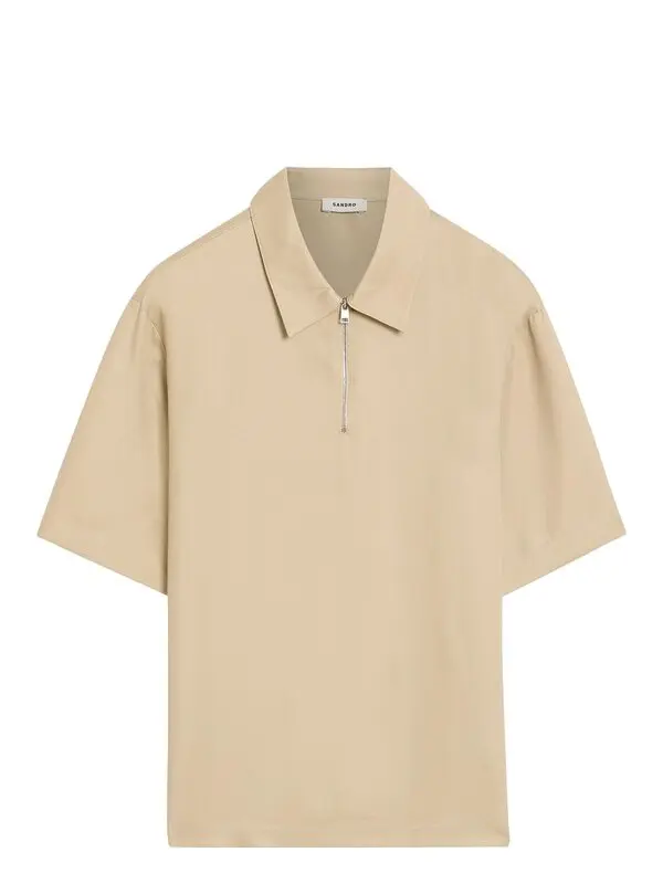 Sandro Lyocellblend Polo Shirt - Sand