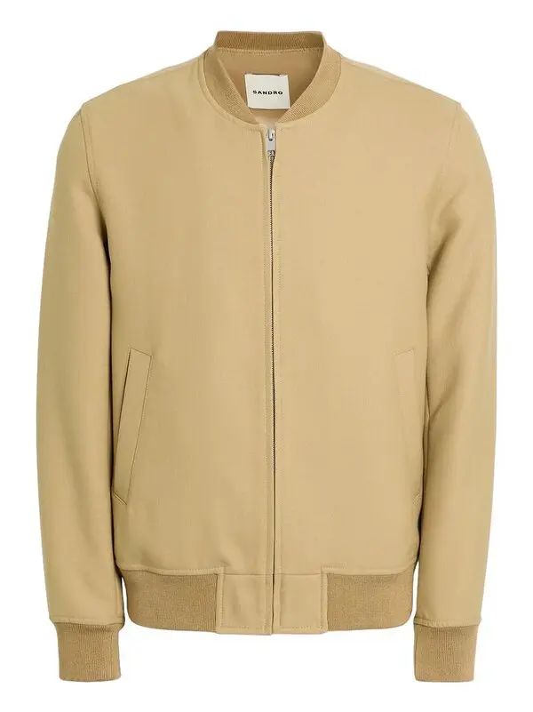 Sandro Twill Bomber Jacket - Sand