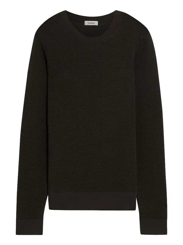 Sandro Waffle-knit Cotton Sweater - Charcoal