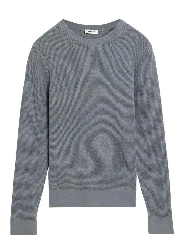 Sandro Waffle-knit Cotton Sweater - Gray