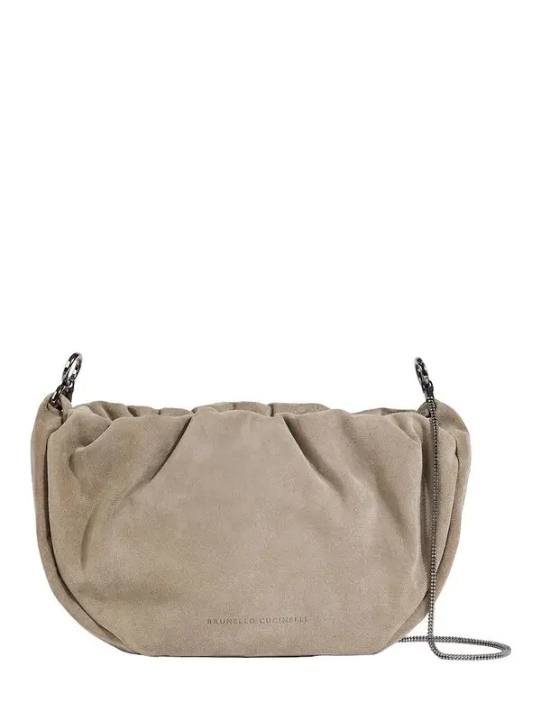 Brunello Cucinelli Suede Shoulder Bag - Mushroom