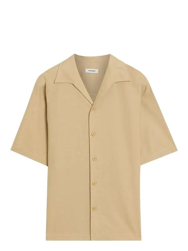 Sandro Cotton And Linenblend Shirt - Sand