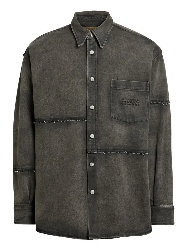 MAISON MARGIELA Embroidered Denim Overshirt - Dark Gray