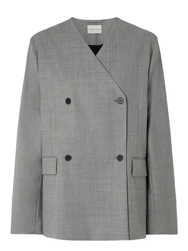 Loulou De Saison Altair Double-breasted Wool-twill Blazer - Gray