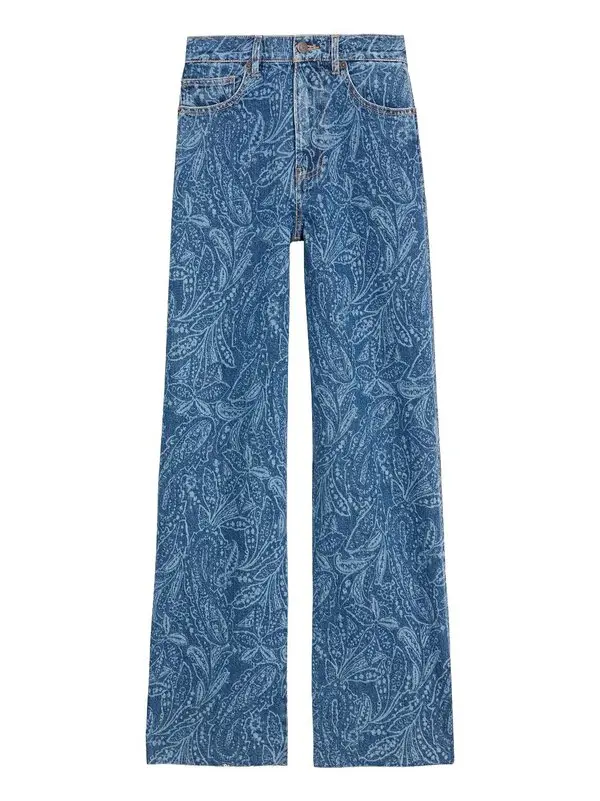 Veronica Beard Taylor Paisley-print Wide-leg Jeans - Mid Denim