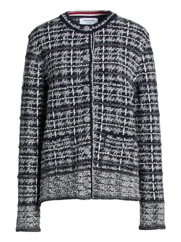 Thom Browne Wool-blend Tweed Cardigan - Midnight Blue