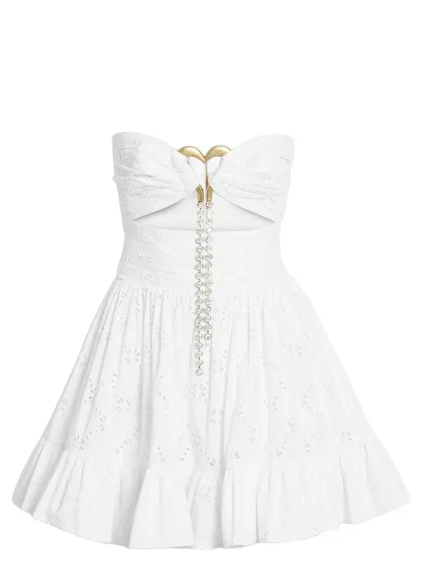 AREA Strapless Broderie Anglaise Mini Dress - White