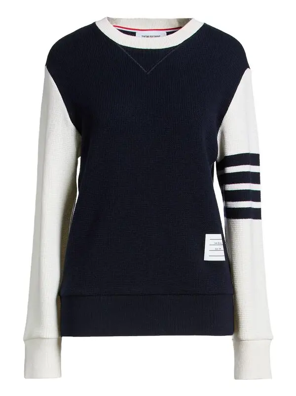 Thom Browne Two-tone Cashmere And Wool-blend Sweater - Midnight Blue