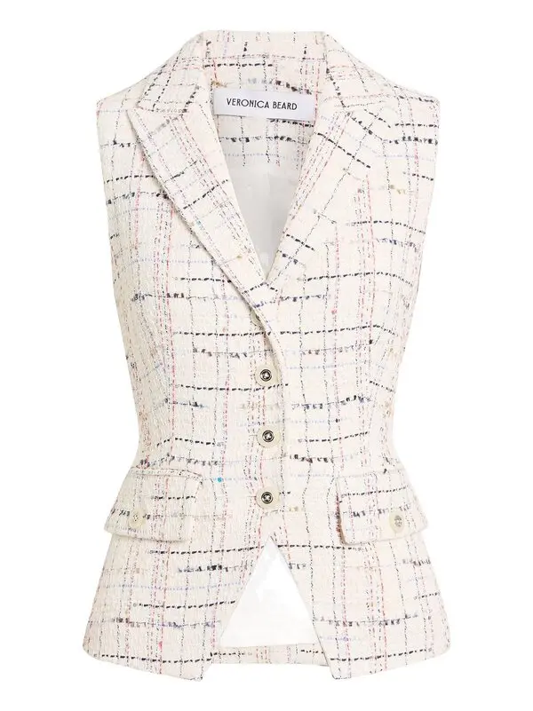Veronica Beard Benny Cotton-blend Tweed Vest - White