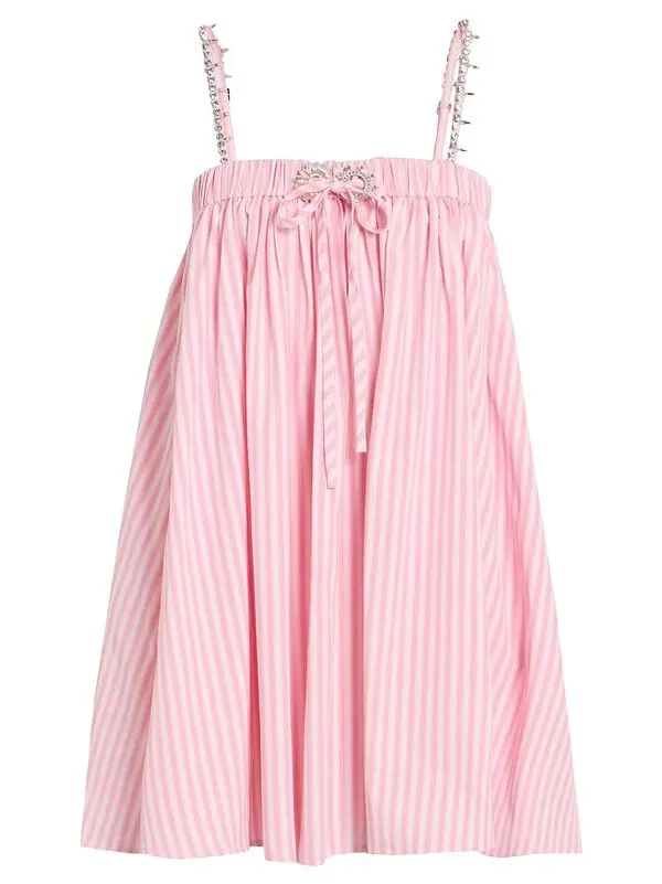 AREA Crystal-embellished Striped Mini Dress - Pink