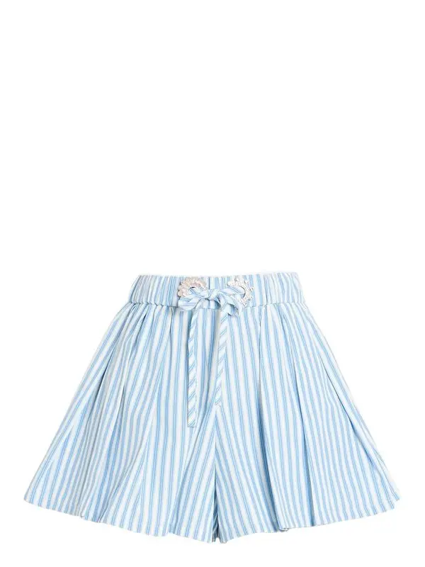 AREA Striped Cotton-blend Poplin Shorts - Light Blue