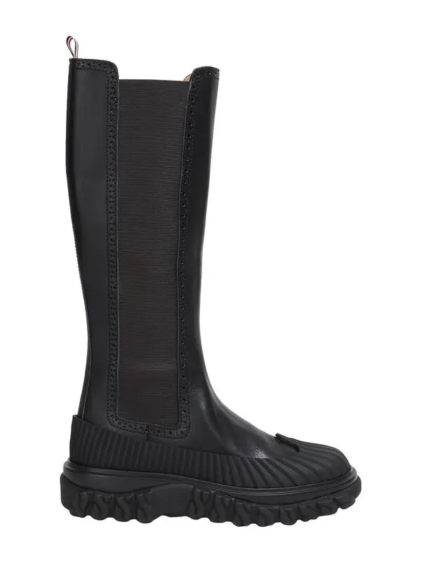 Thom Browne Leather Knee Boots - Black