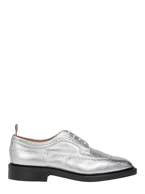 Thom Browne Metallic Pebbled-leather Oxford Brogues - Silver