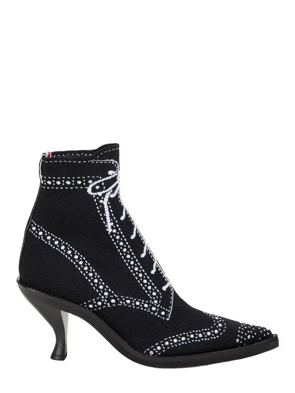Thom Browne Leather-trimmed Printed Knitted Sock Boots - Black