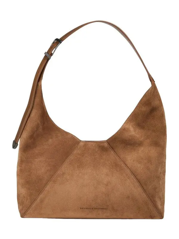 Brunello Cucinelli Suede Shoulder Bag - Light Brown