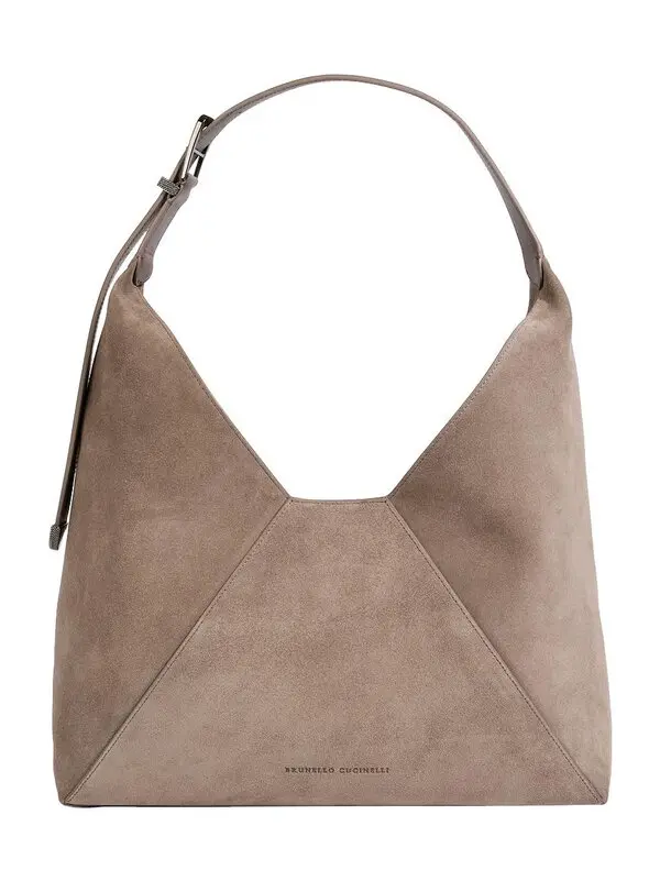 Brunello Cucinelli Suede Shoulder Bag - Mushroom